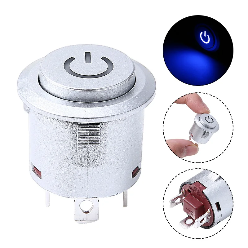 New Arrivals 12V 22mm Blue LED Power Button Switch Autolock Power ...