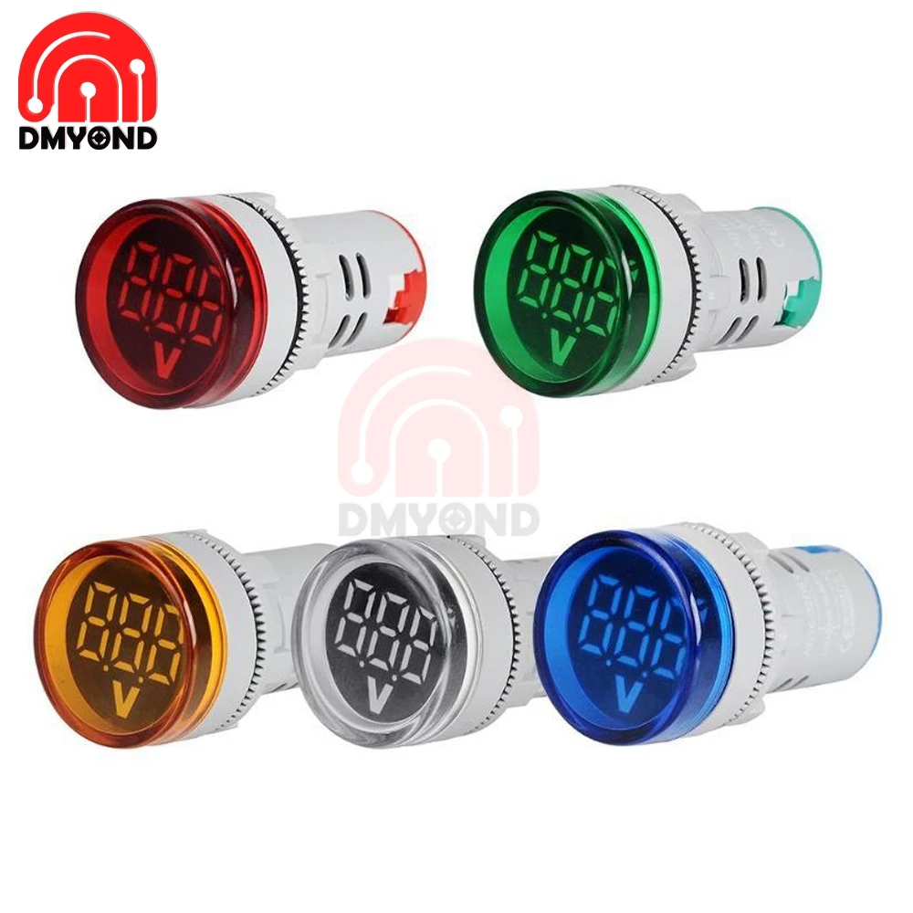0-100v Dc 12v 24v 22mm Round Led Digital Display Voltmeter Voltage ...