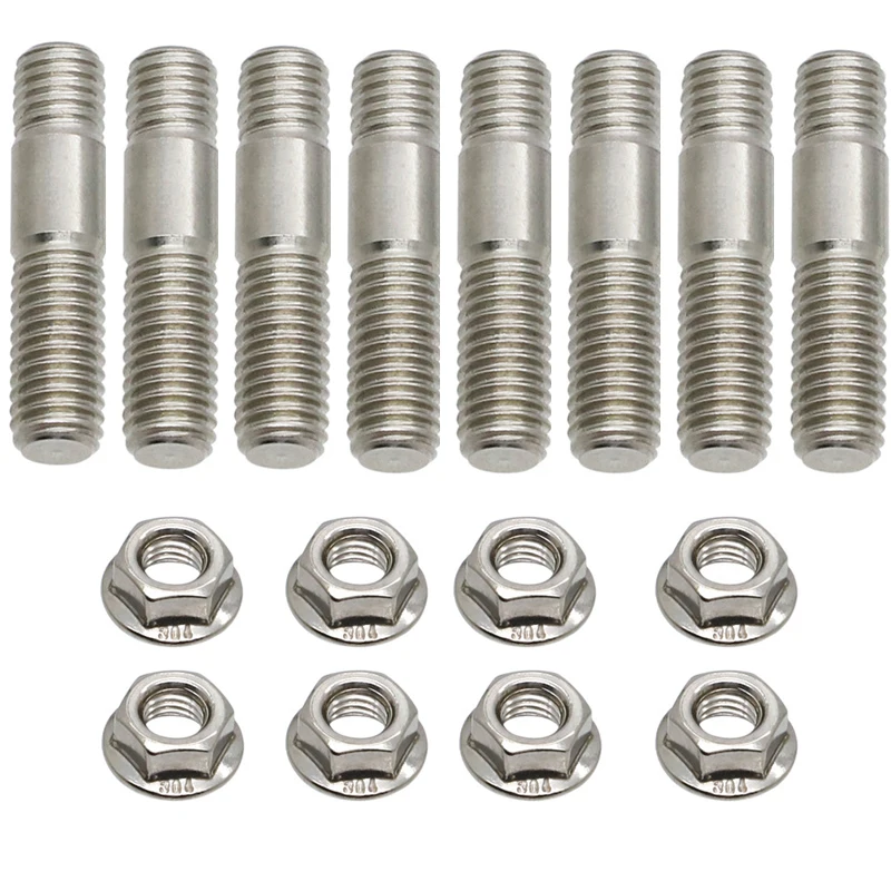 8X 4x M8 Stainless Exhaust Studs Flange Nuts M8x35 for Yamaha Fazer ...