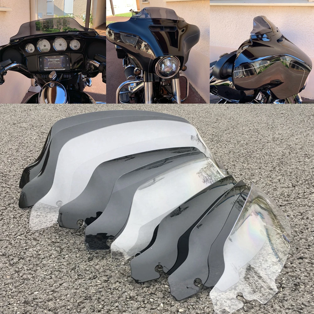 Black Smoke Clear 4.5" 7" 10.5" Wave Windshield Fits For Harley Touring ...