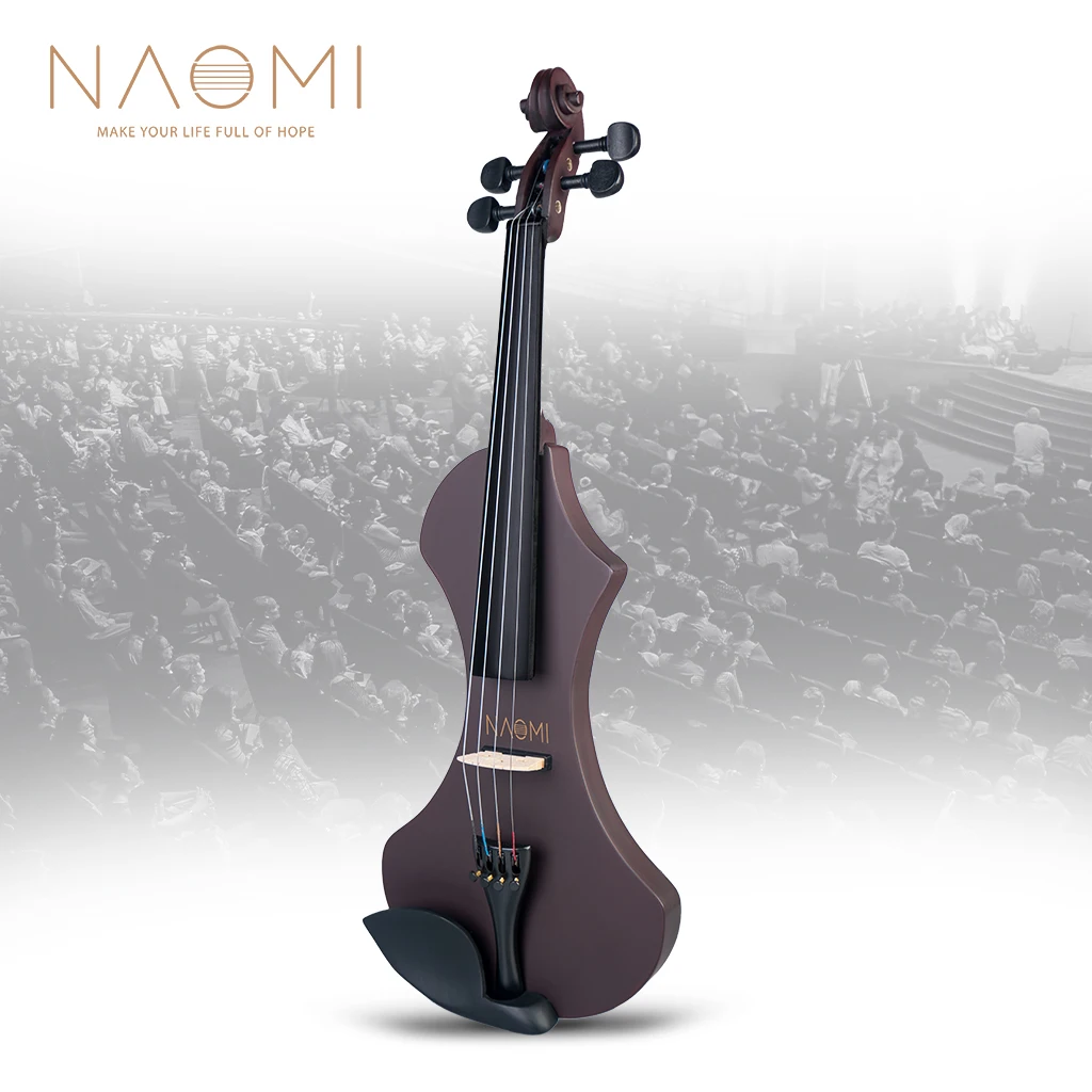 NAOMI Electric Violin-V1WR Fiddle Set W/ Brazilwood Bow+Rosin+Audio ...