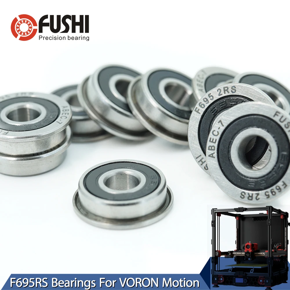 FUSHI-F695-2RS-Bearing-5-13-4-mm-10Pcs-ABEC-7-Flanged-Miniature-F695-RS ...