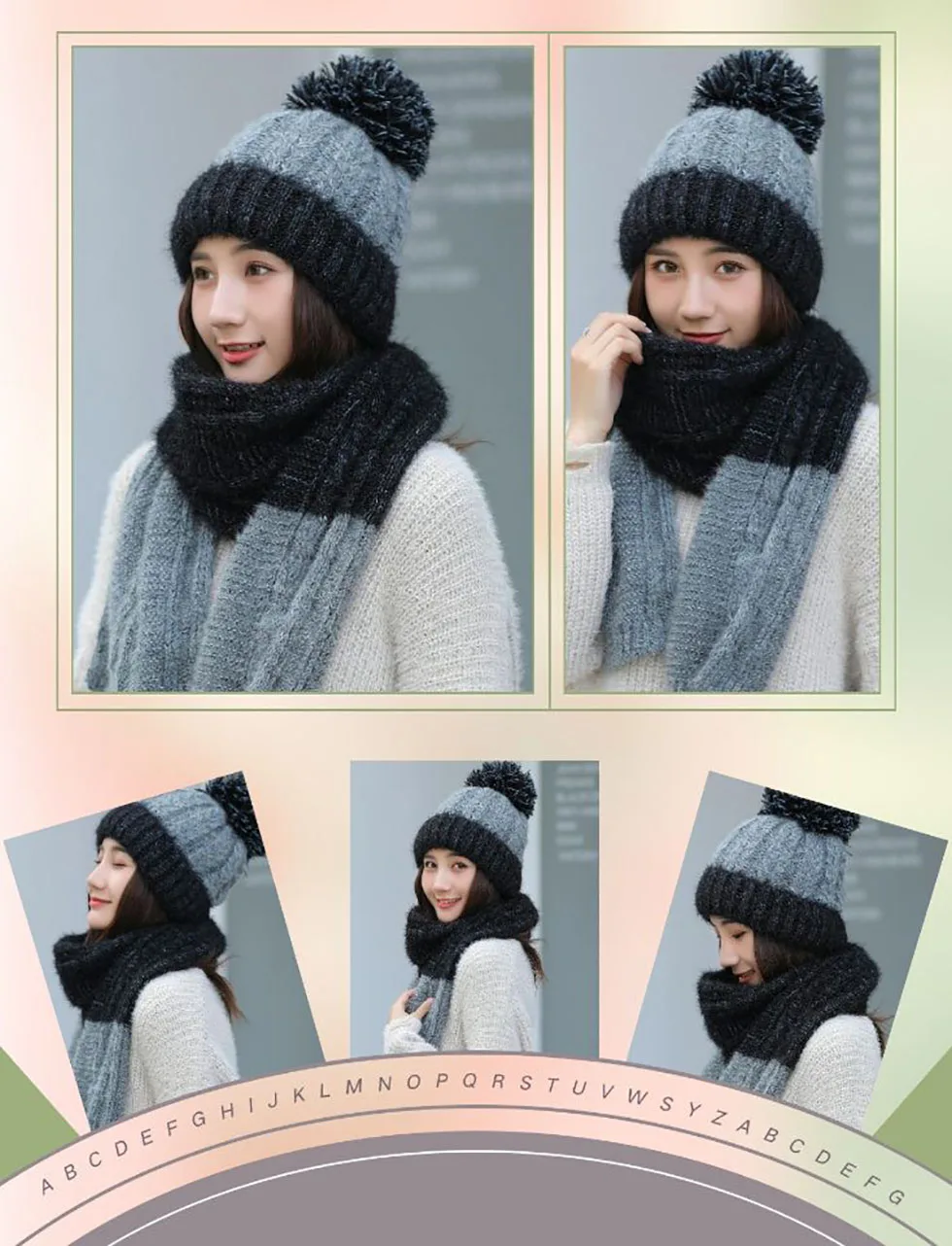 Calymel осень и зима новая женская вязаная шапка меховая шапка и шарф ...