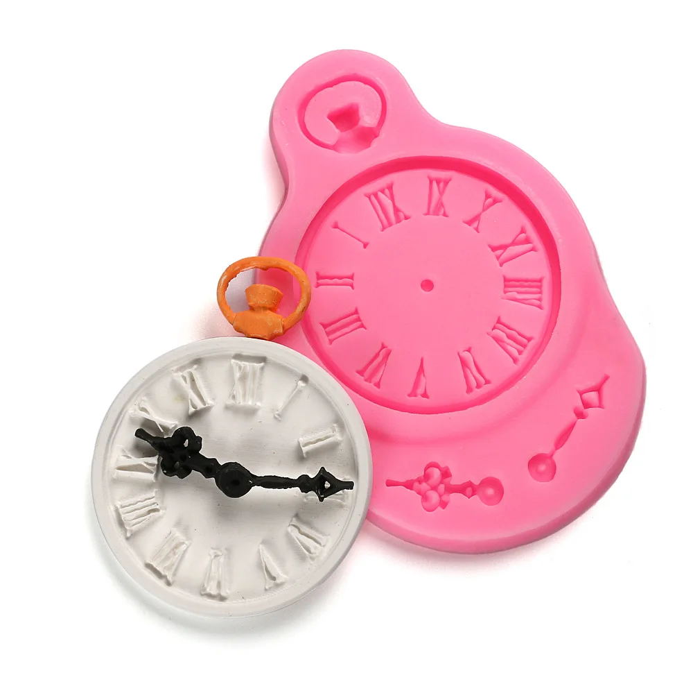 High Quality 1PC Clock Shape 3D Silicone Mold Fondant Resin Candy Mould ...