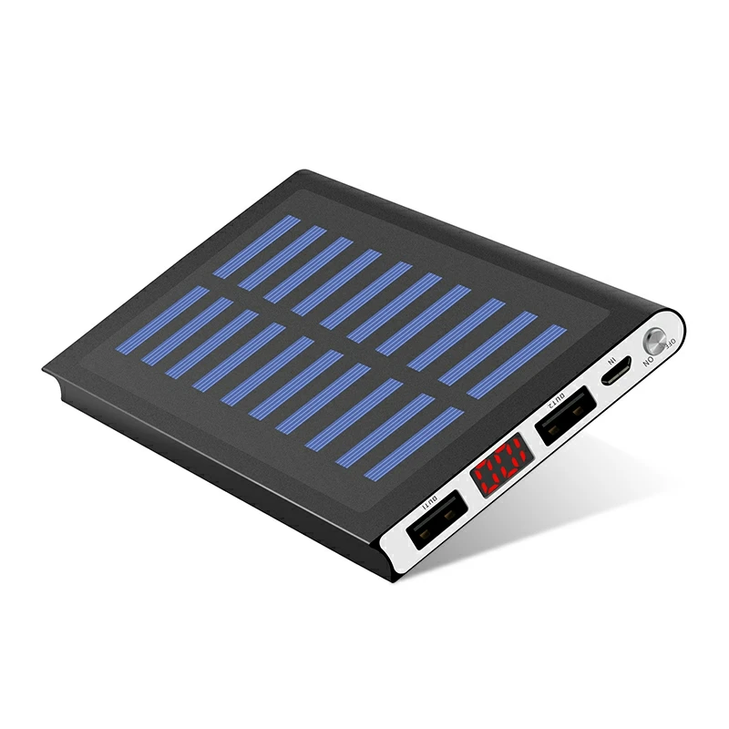 Black Solar Power Bank 50000mah External Battery 2 USB LED Power bank ...