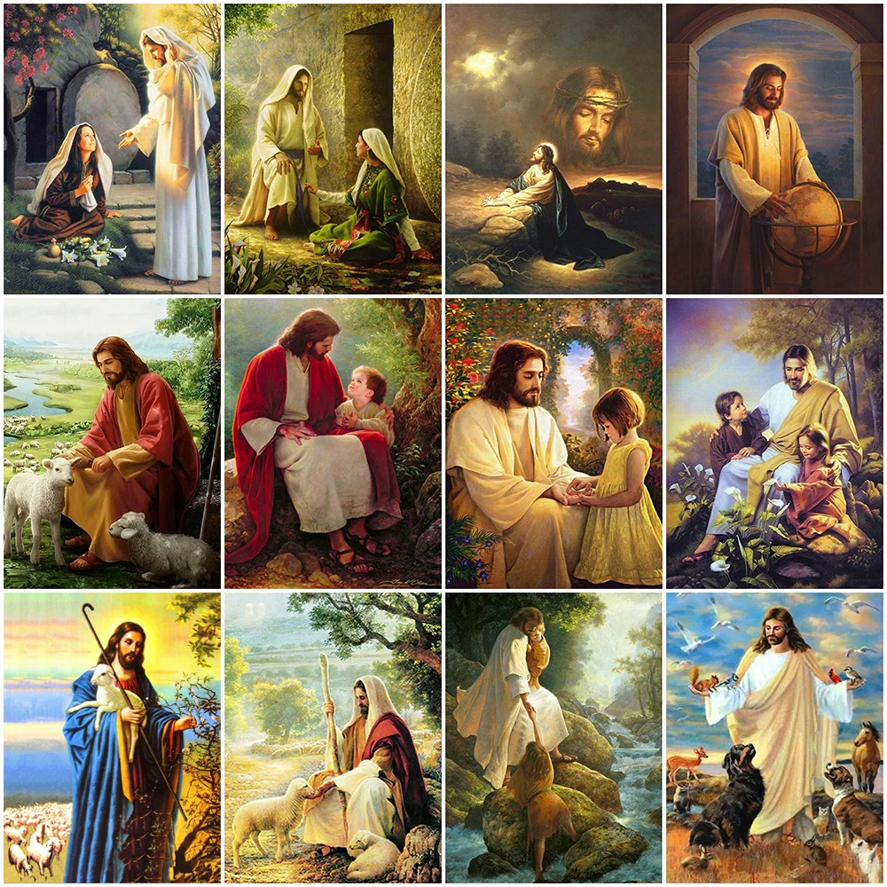 5d Diy Full Square Round Religion Diamond Embroidery Painting Jesus ...