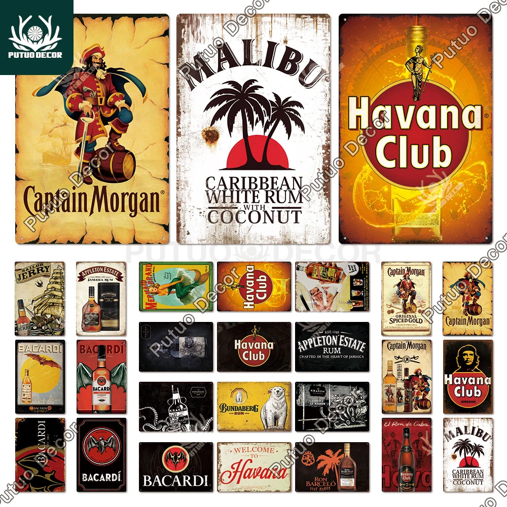 Putuo Decor Rum Brand Vintage Metal Signs Tin Signs Captain Morgan ...