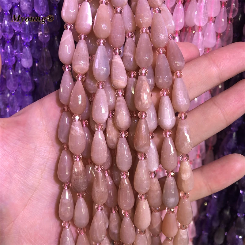 8x16mm-Water-Drop-Shape-Natural-Faceted-Stone-Beads-Sunstone-Cutting ...