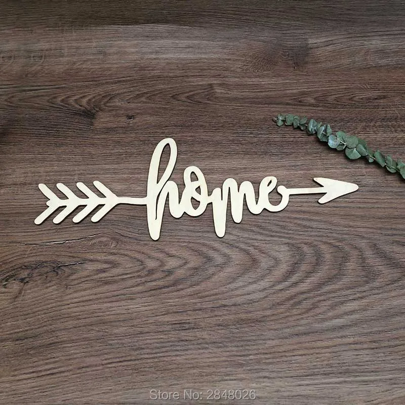 Home Arrow Wood Sign Art, Wooden Sign, Laser Cut Wood, Wood Decor ...