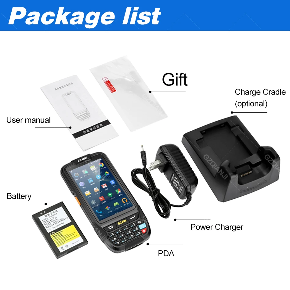 PDA มือถือทนทาน Terminal Android 7.0 Data Collector Terminal ไร้สาย1D ...