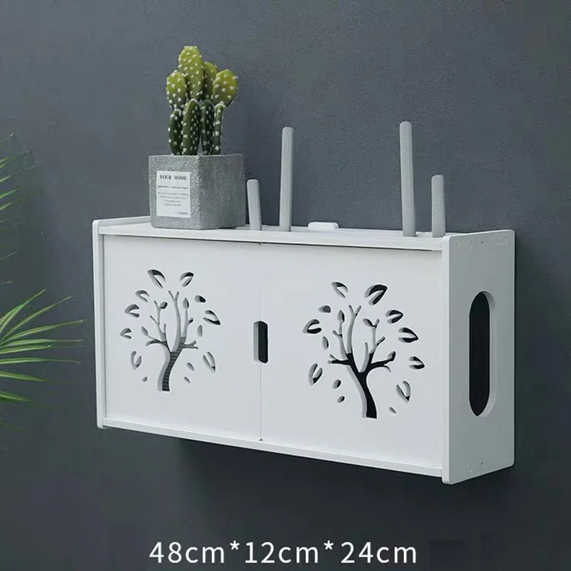 Large Wireless Wifi Router Storage Box PVC Density Panel Shelf Wall ...