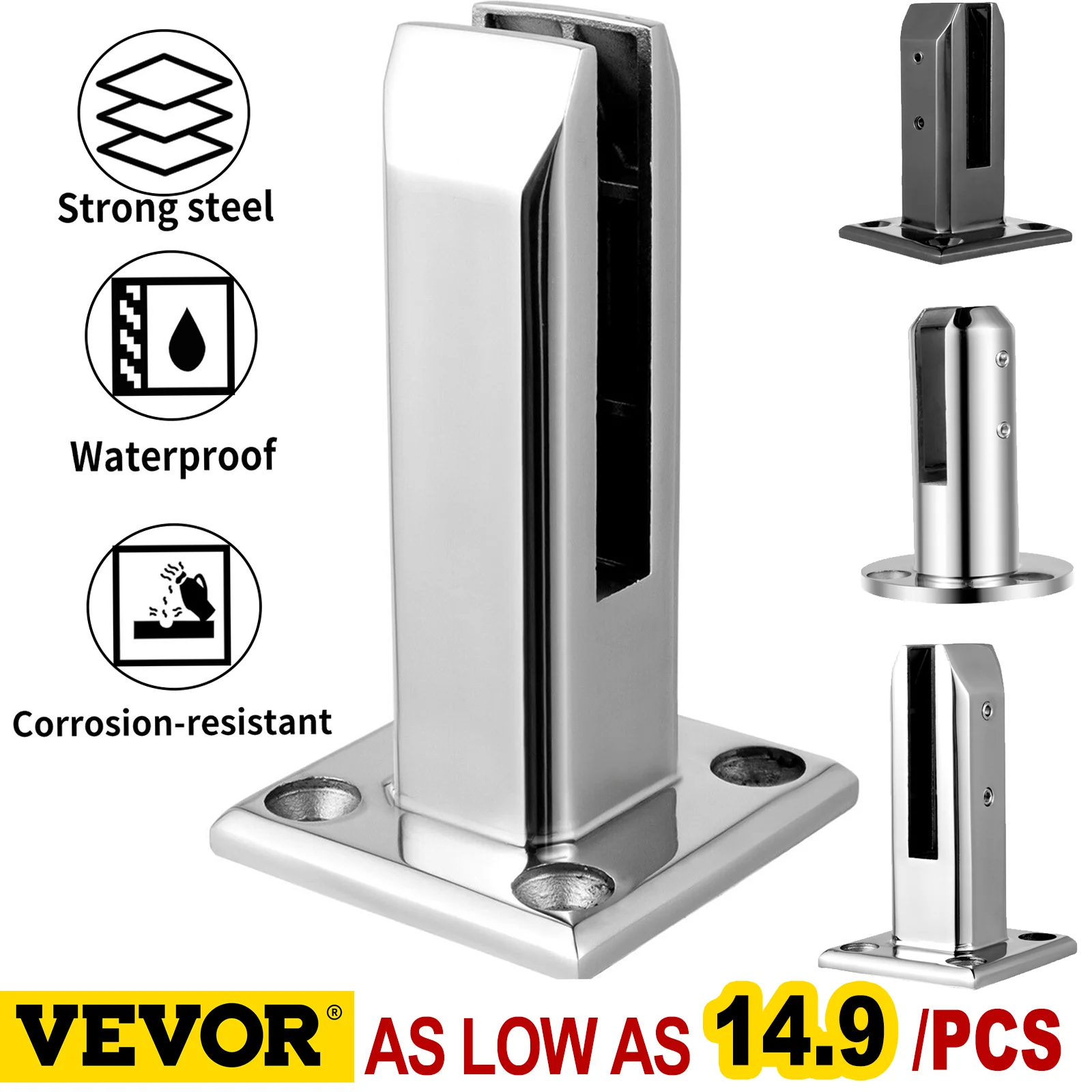 Vevor Glass Clamp Stainless Steel Home Garden Balcony Glass Spigots ...