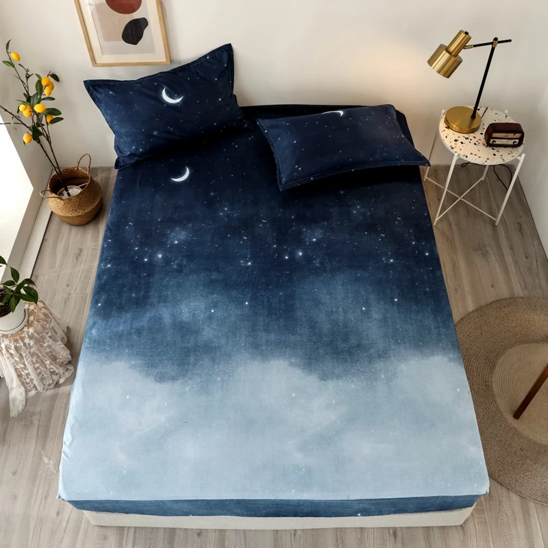 Bonenjoy Bed Sheet Blue Night Sky Reactive Prined Bed Sheets and ...