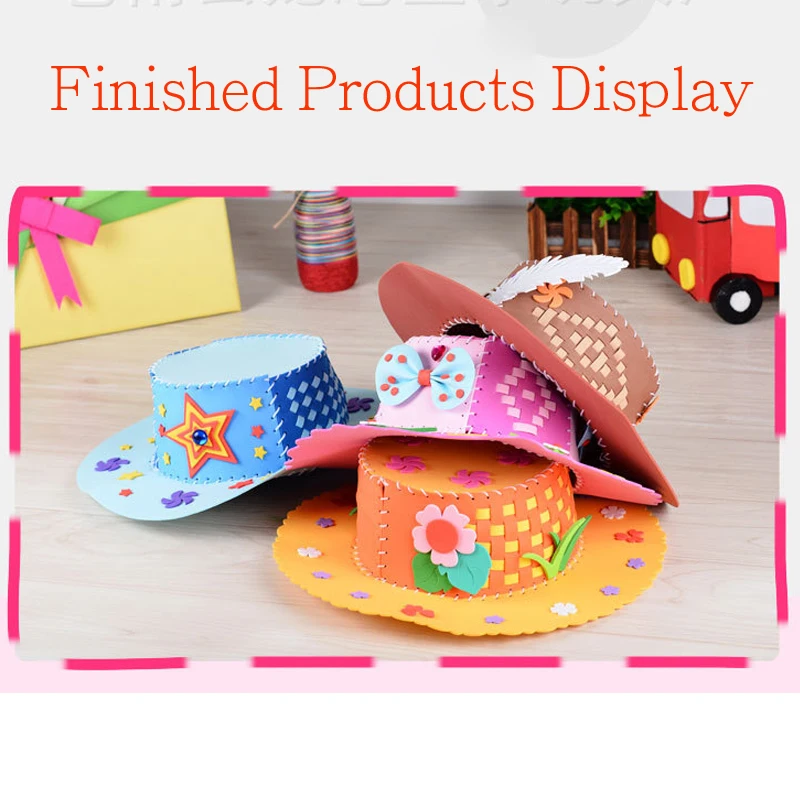 EVA Foam Paper Weaving Hat Creative Flowers Stars Patterns Kindergarten ...