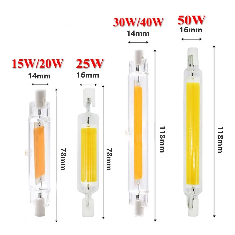 LED-R7S-Glass-Tube-118mm-J118-78mm-J78-COB-Light-Bulb-AC-110V-220V-230V ...