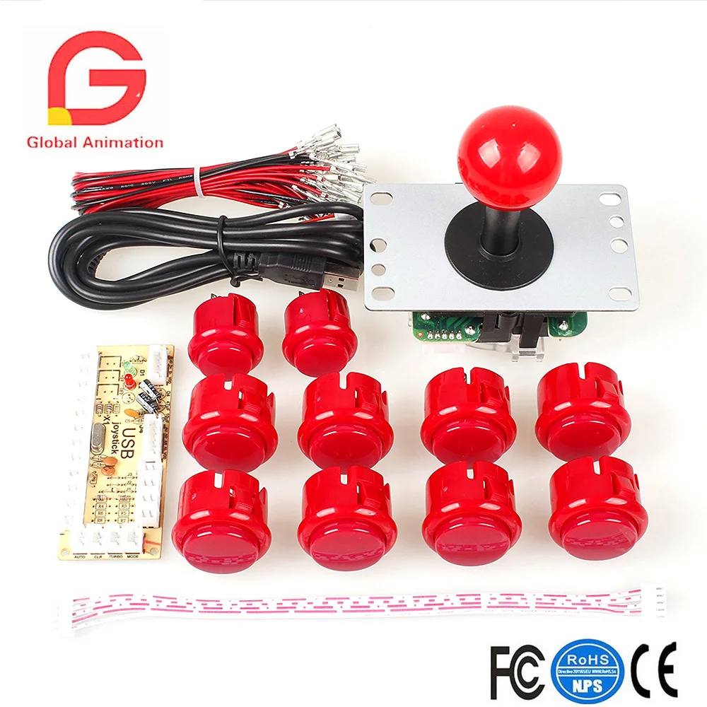 Zero Delay USB Encoder To PC Controller OEM 5Pin Joystick + 10 Push ...