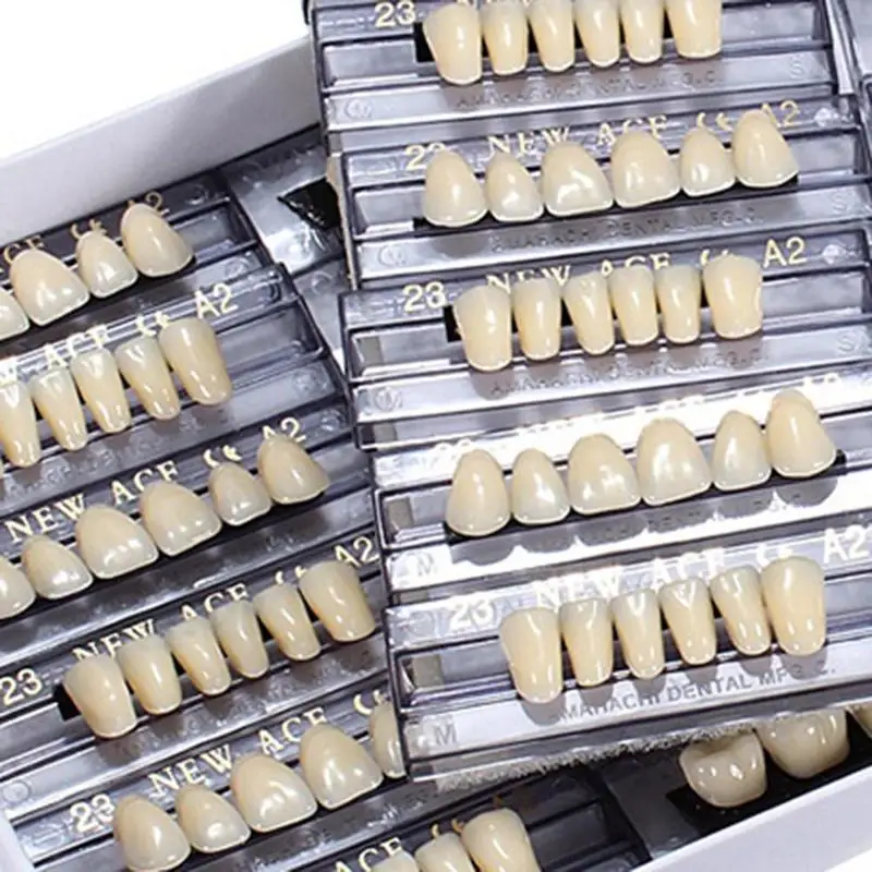 Prothèse dentaire en résine,28 dents-ensemble,Guide De teinte 3d,plaque ...