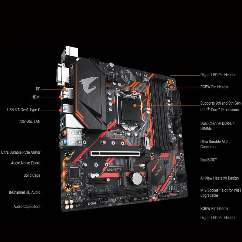 Original motherboard for Gigabyte B365M AORUS ELITE DDR4 LGA 1151 64GB ...