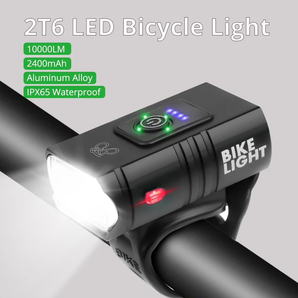 10000lm 2t6 Led Bicycle Light 20w Usb Rechargeable Power Display Mtb ...