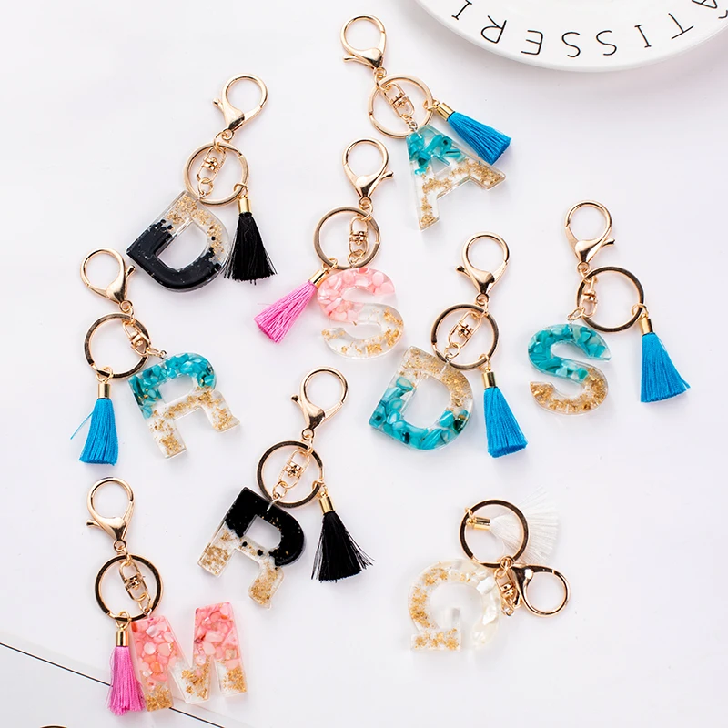 Orignal Creative Letter Alphabet Crystal Arylic Liquid Keychain For ...