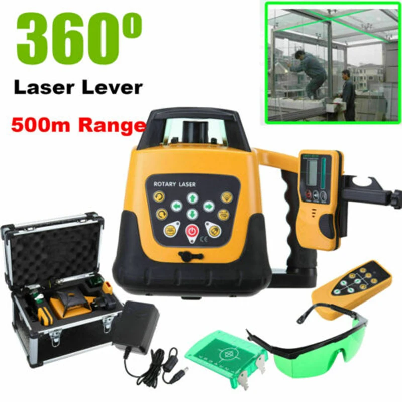New Rotary/rotating Green Laser Level Kit With Case 500m Range - Laser ...