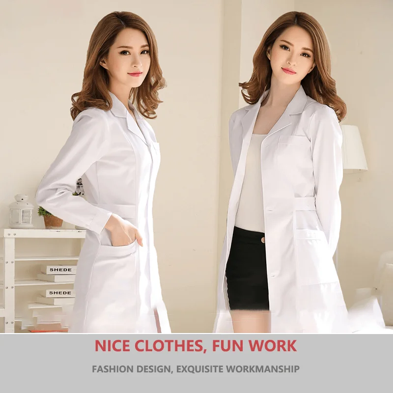 Unisex white coat Lab Coat Hospital Doctor Slim nurse uniform spa ...