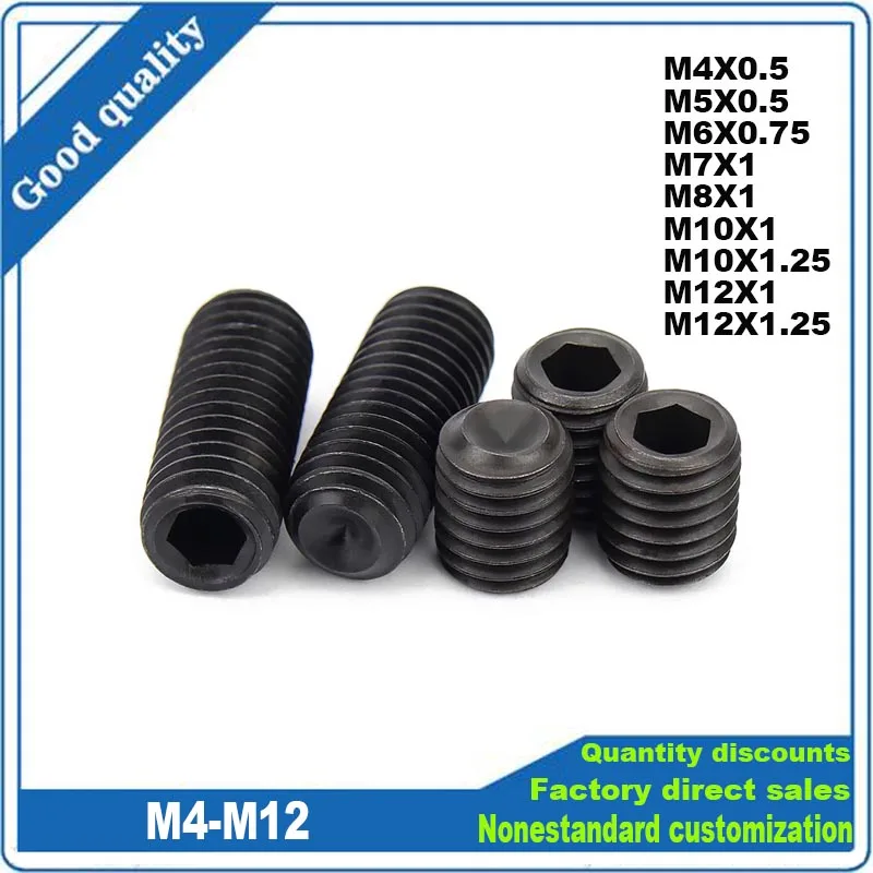 5/25ppcs M4 M5 M6 M7 M8 M10 M12 Fine Thread Black 12.9 Grade Steel Hex ...