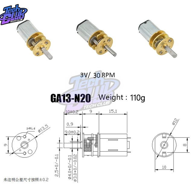 20Ga180 Dc 12V 15 60 100 150 200 Fordulat / Perc Microed Gear Motor ...