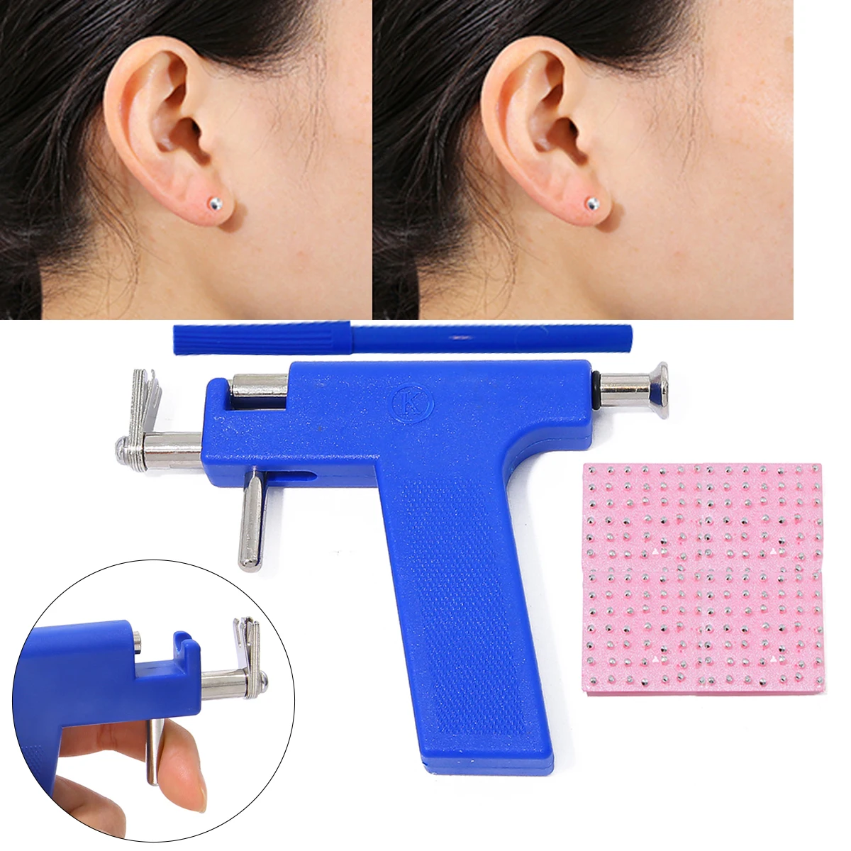 Professional-Ear-Piercing-Gun-Tool-Set-98pcs-Ear-Studs-Steel-Ear-Nose ...