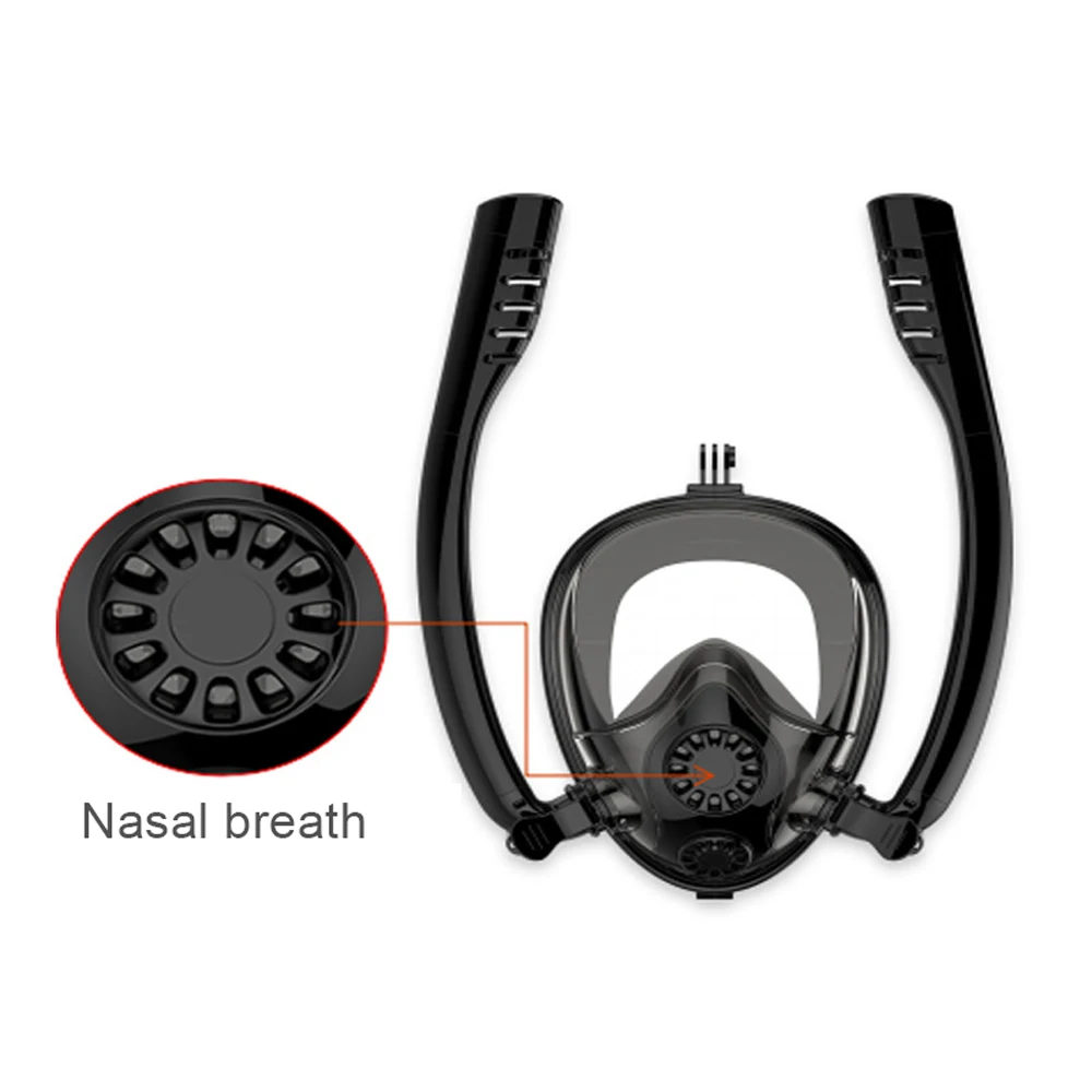 Double Breath Tube Swimming Mask Full Face Under Water Snorkel Masks ...