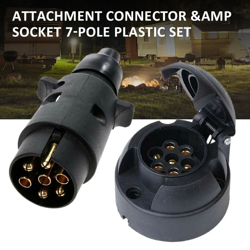 7-Pin-12V-Plastic-Trailer-Plug-Socket-Set-Car-Trailer-Coupling-Sockets ...