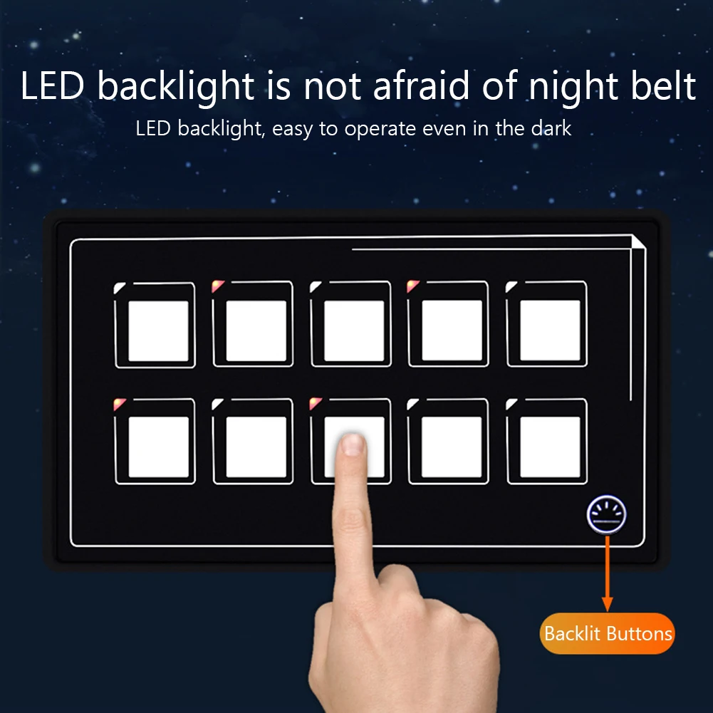 Waterproof 10 Gang RV Switch Panel Bluetooth APP Control Kit LED Light ...