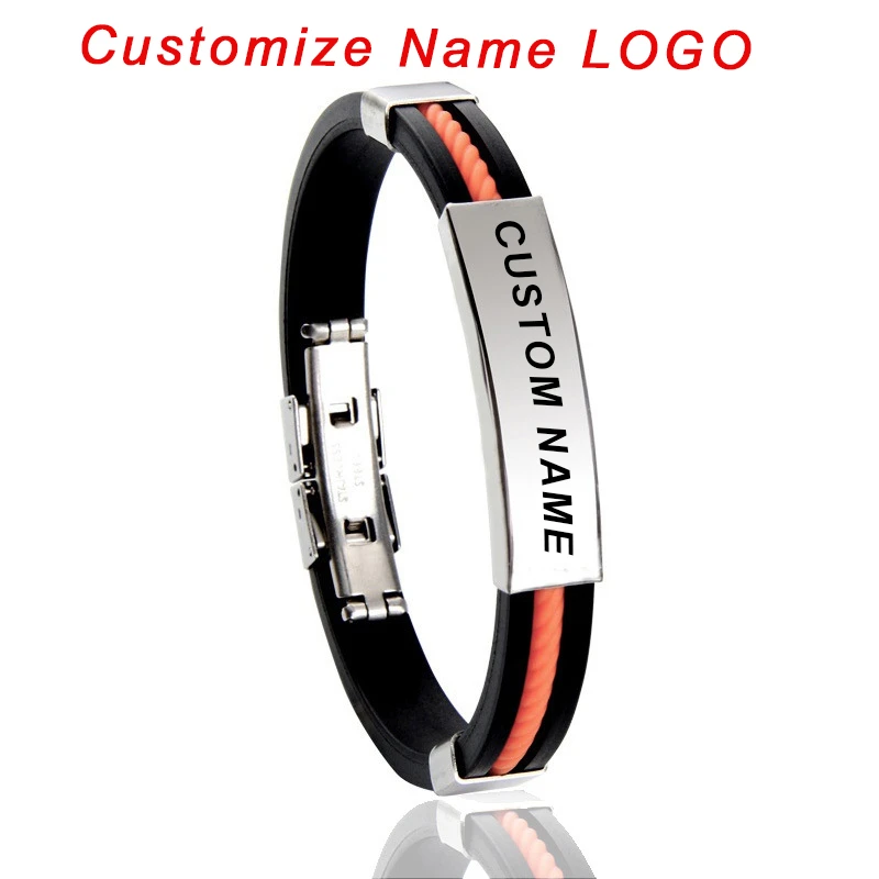 Custom Logo Name Engrave Silicone Bracelet Inscription Friendship ...