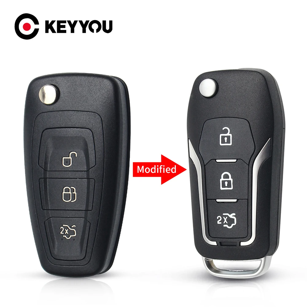 KEYYOU Modified Flip Folding Remote Key Shell For Ford Focus 3 Fiesta ...