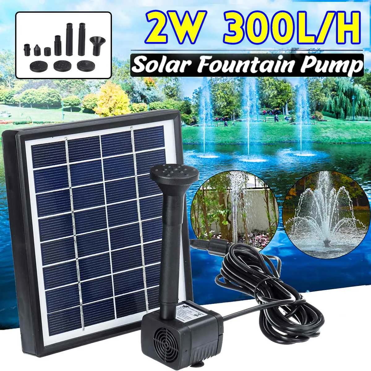 2w 300l/h Mini Solar Panel Water Pump Home Garden Decoration Outdoor ...