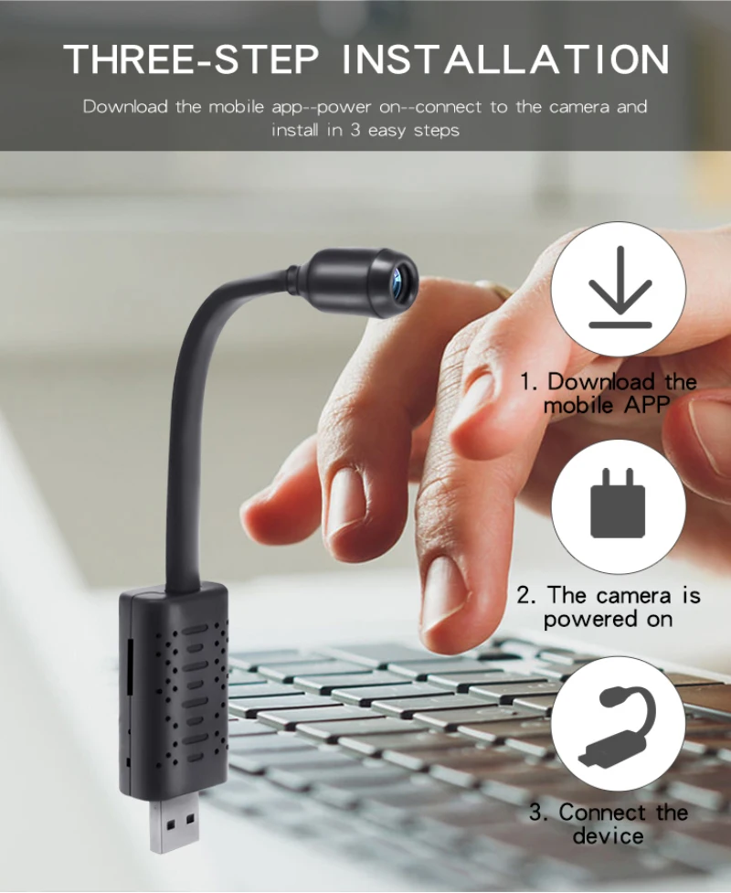 Caméra miniature,Mini caméra de Surveillance IP Wifi Full HD 1080P P2P ...