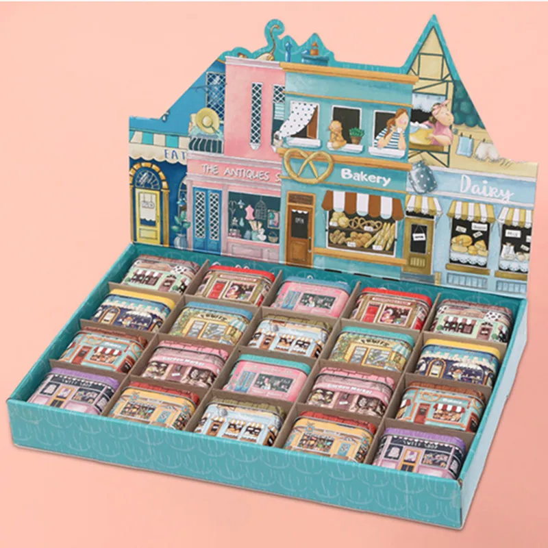 10Pcs-Set-Small-Shop-Design-Empty-Tin-Boxes-Tinplate-Storag-Container ...