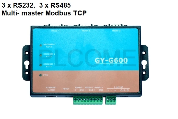 6 Ports RS232 RS485 Modbus Smart Gateway, MQTT Serial Server Device ...