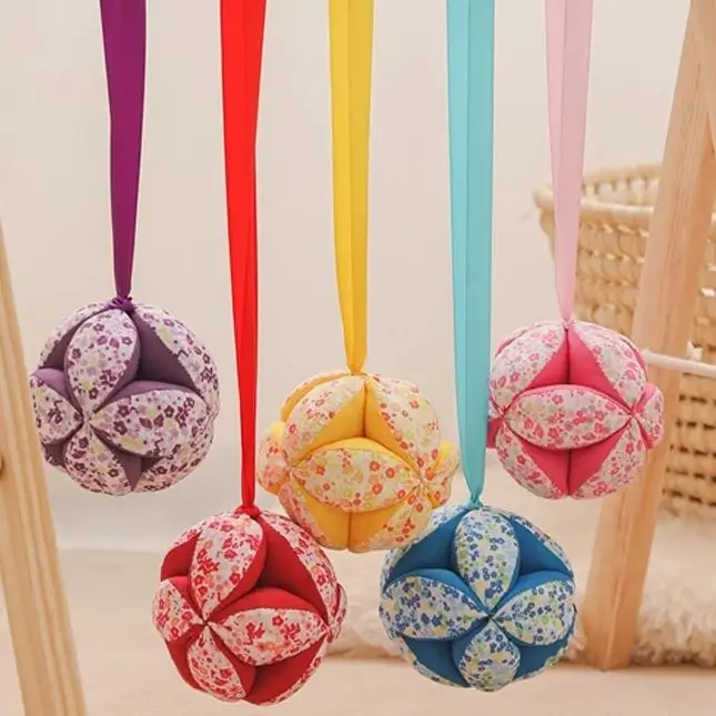 Baby Rattle Toy Hand Catching Cloth Ball ToysBed Hanging Infant ...