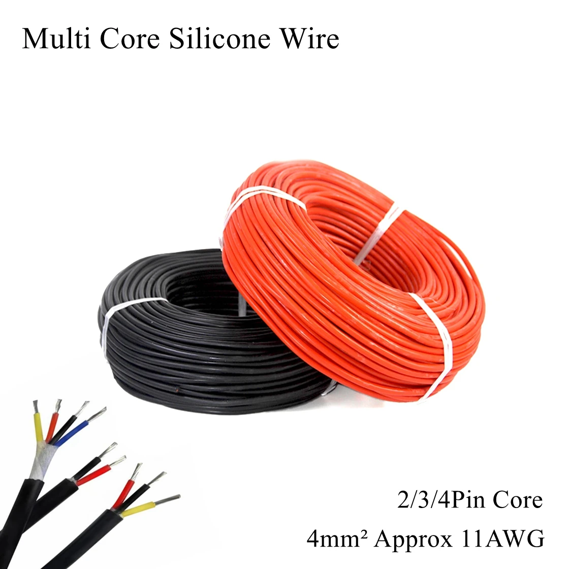 11AWG 4mm YGC Multi Core Silicone Wire 2 3 4 Pin 2P 3P 4P High Temperature Heat Resistant Rubber ...