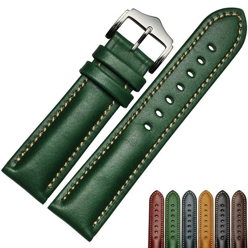 Genuine leather bracelet handmade watchband 18 20mm 22mm watch band ...