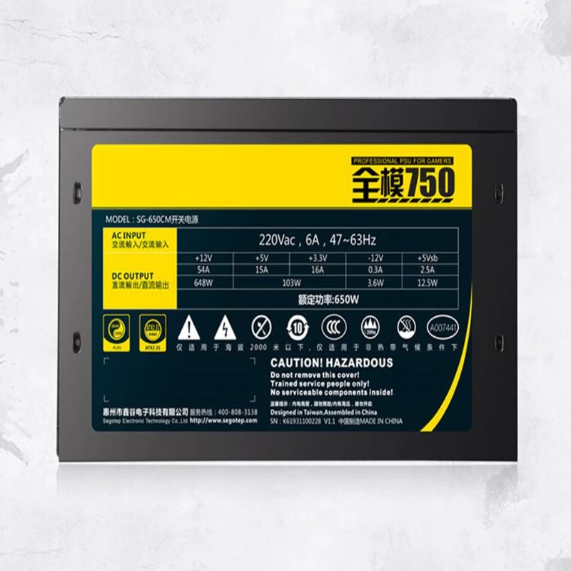 Original PC PSU For Segotep Brand RTX2080Ti I9 X399 X299 Z390 Silent Power Supply 650W Power ...