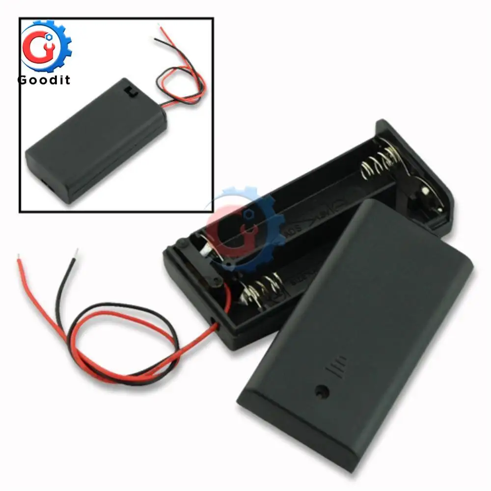 2 * AA Battery Holder Storage Case Box With Switch&Cover for AA ...