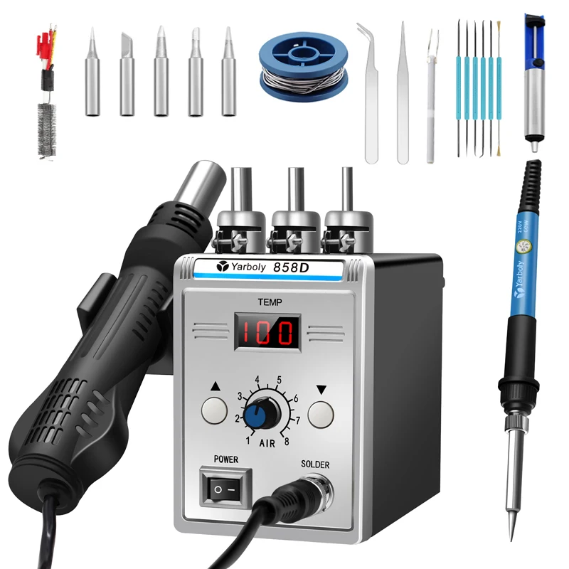Pistola de aire caliente 858D, estación de soldadura de retrabajo BGA portátil, soplador de aire ...
