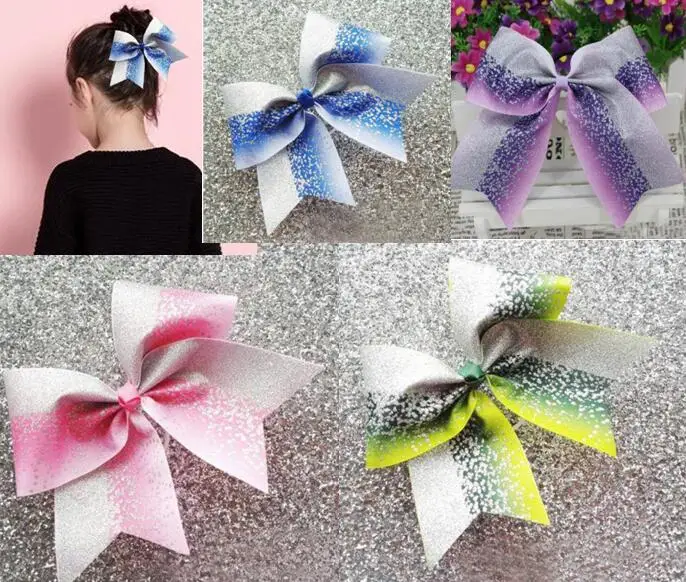 NEW Glitter Ombre Cheer Bow Blue Silver Cheerleading Dance Hair Bow 7 ...