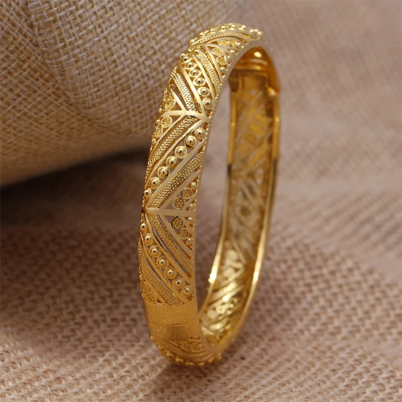 24K Gold Color Ethiopian Bangles For Women Girl Eritrea Habesha Africa ...