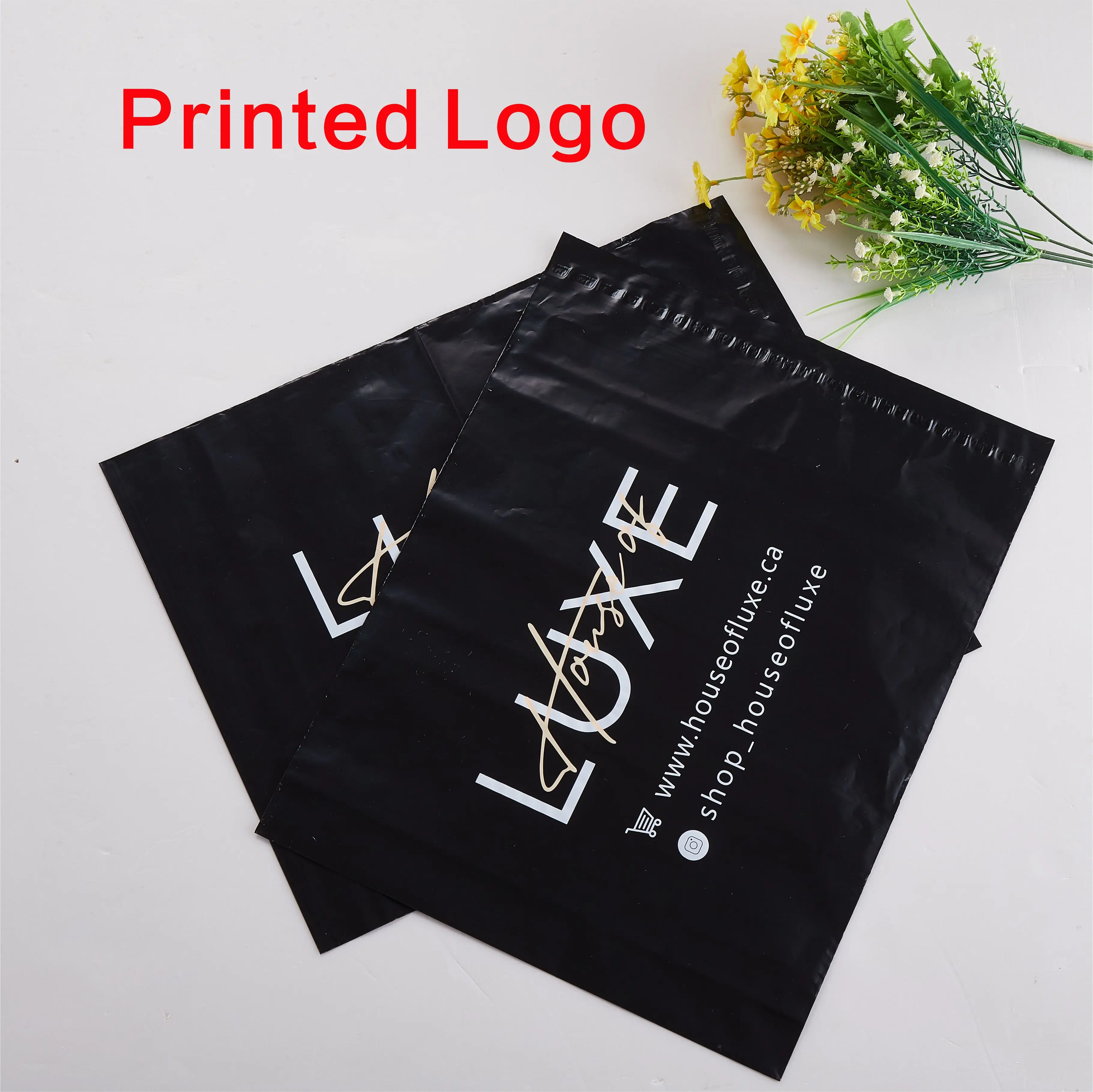 Custom Printed Matte Black Poly Mailers Plastic Packaging Bags For ...
