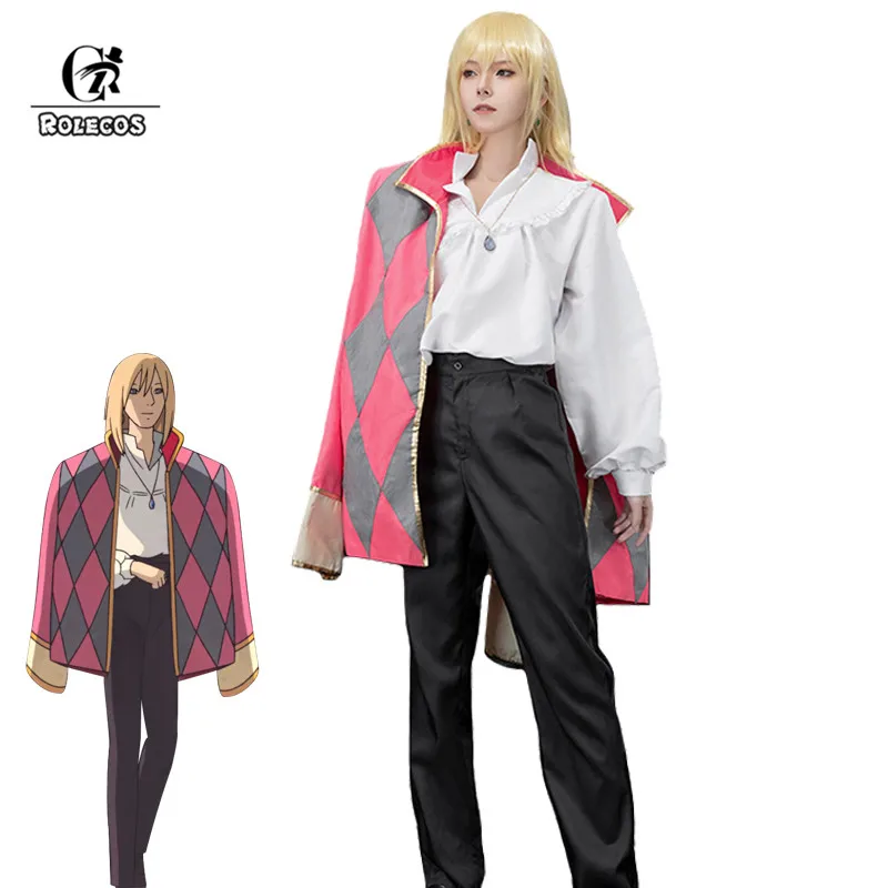 ROLECOS 애니메이션 하울의 움직이는 성 하울 코스프레 의상 하울 코스프레 의상 남성 의상 유니폼 의상 할로윈 코트 풀 세트 ...