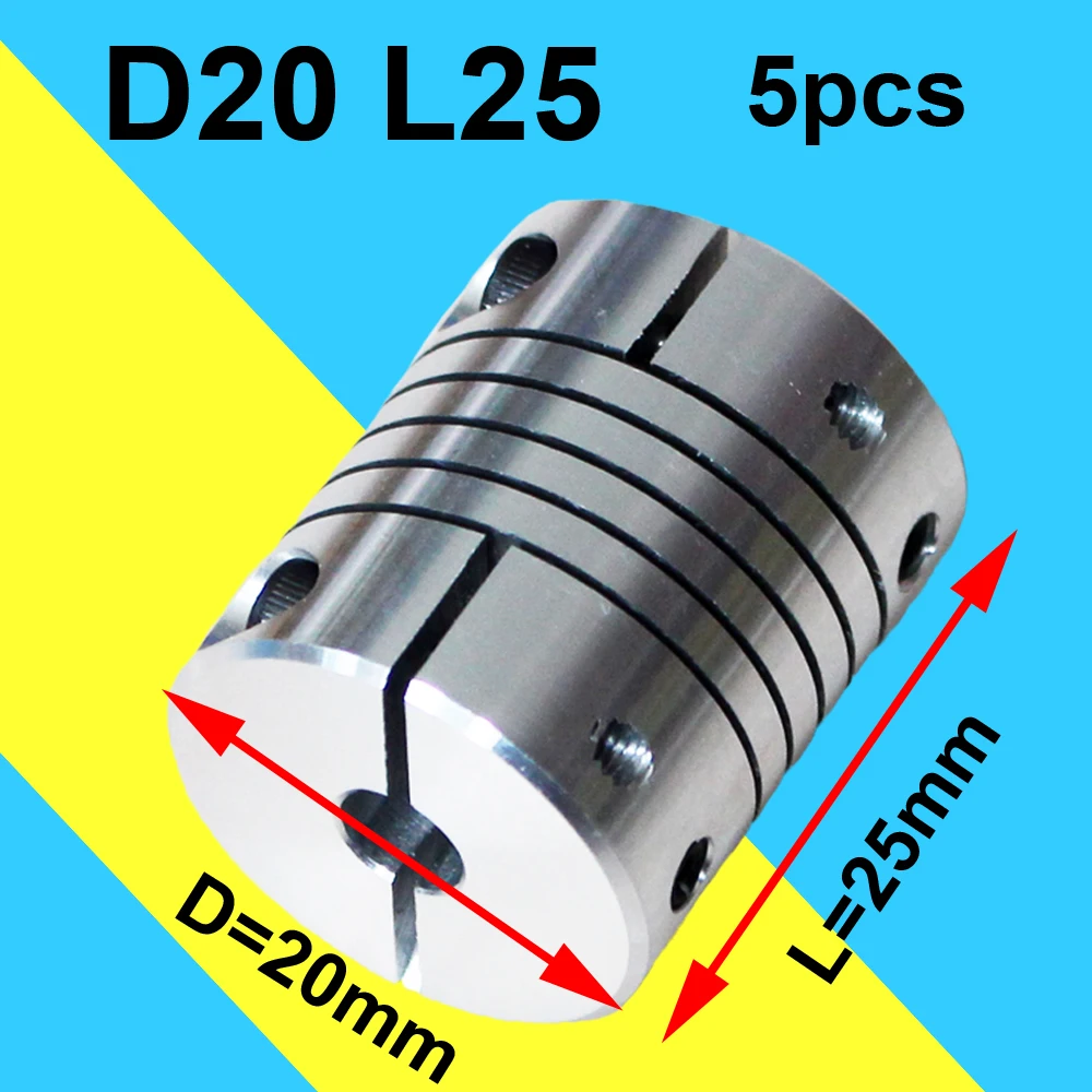 5PCS-Aluminium-CNC-Shaft-Couplings-OD20Mm-25Mm-Flexible-Coupler-Stepper ...