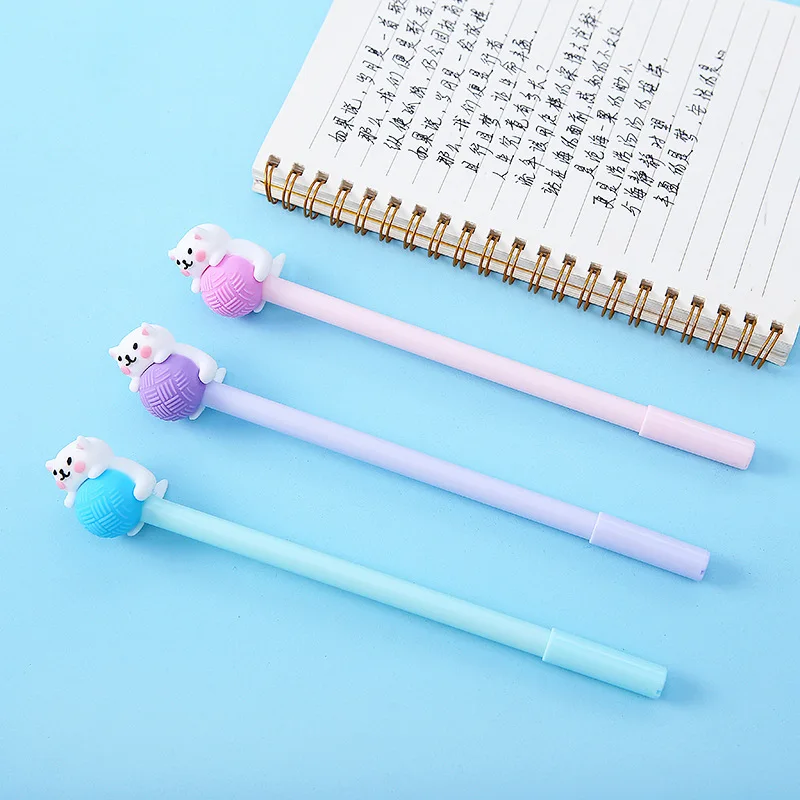 3pcs-Cute-Cat-Wool-Pen-Ballpoint-Black-Color-Gel-Ink-roller-ball-Pen ...